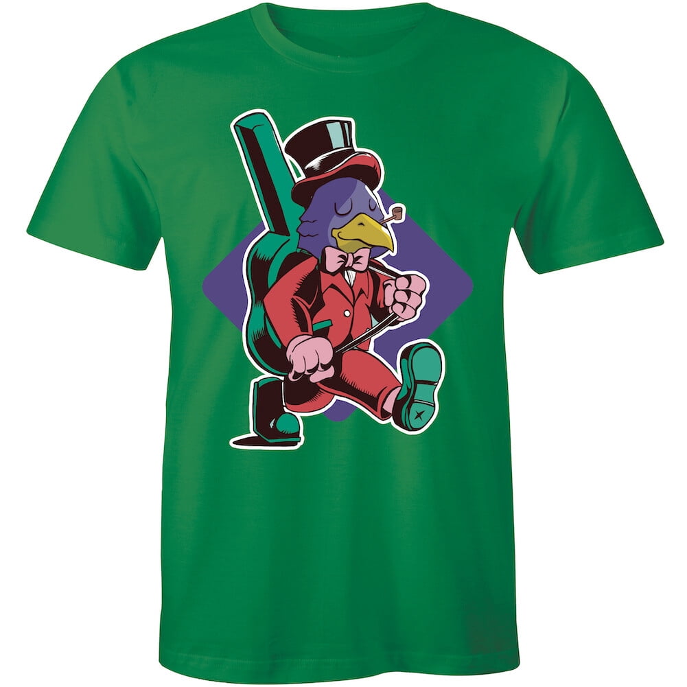 Bird Guitar with Cartoon Green Short Sleeve for Men Band T-Shirt Music ...