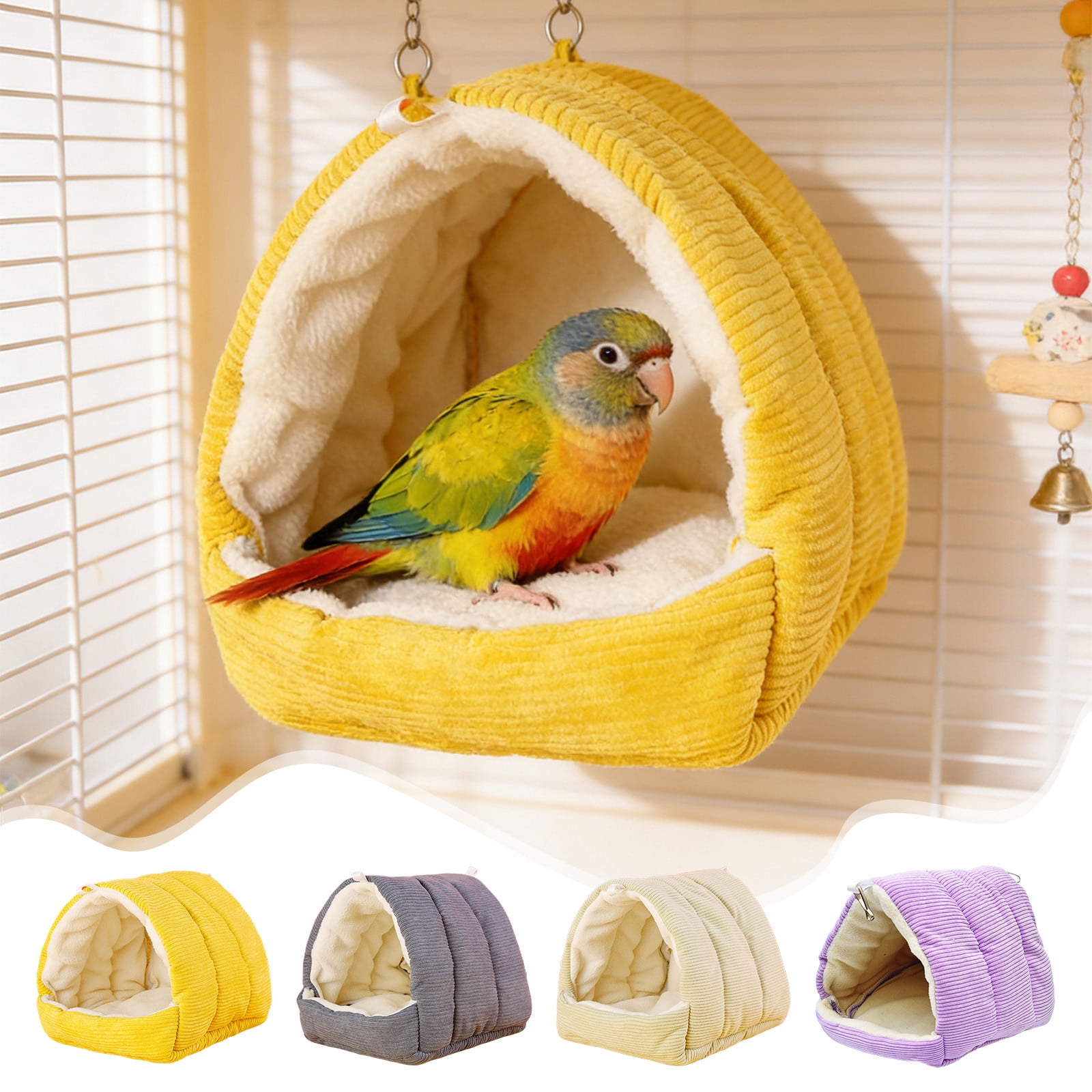 Bird Hammock Nest Cozy Hanging Plush Sleep Hut with Warm Cotton Fleece ...
