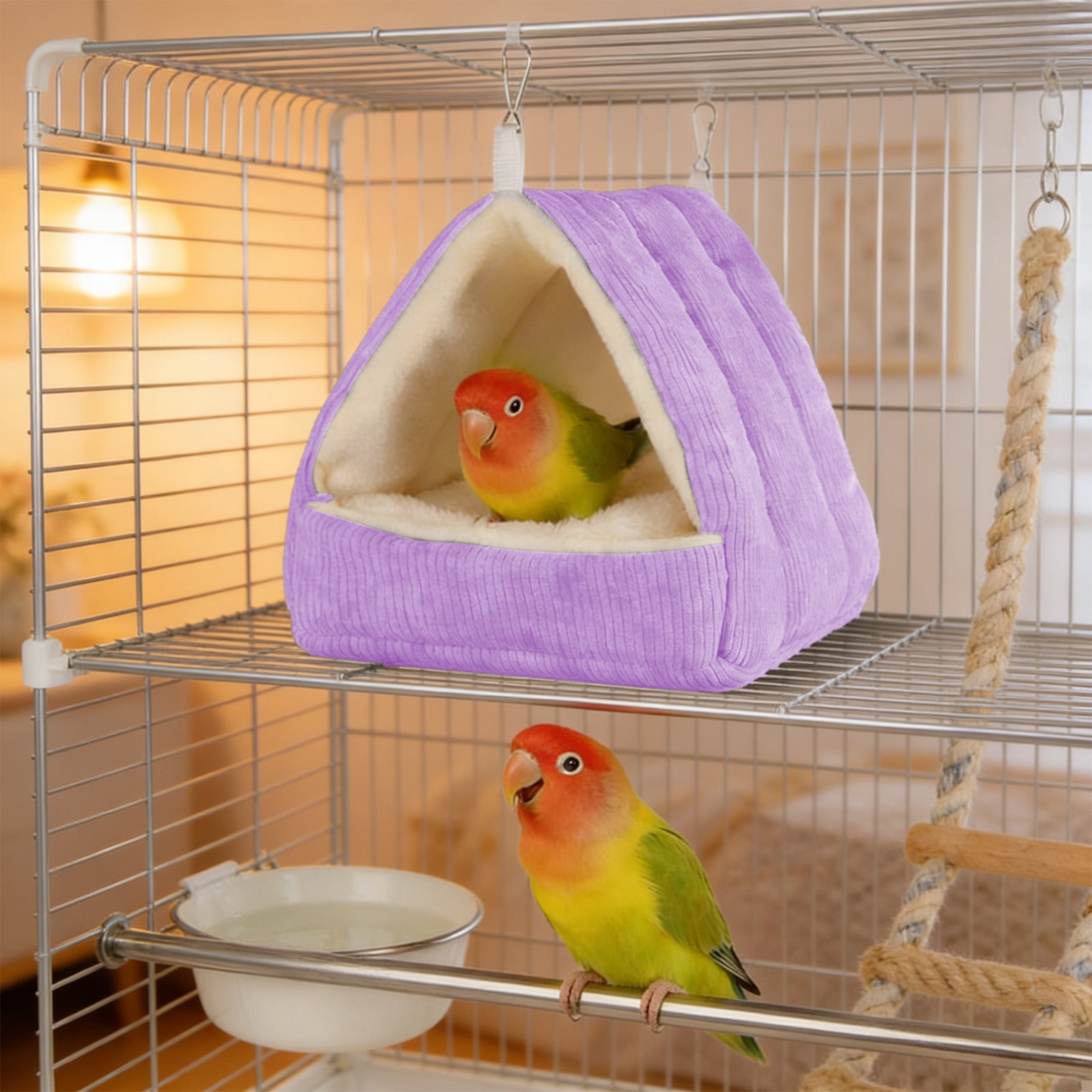 Bird Hammock Nest Cozy Hanging Plush Sleep Hut with Warm Cotton Fleece ...