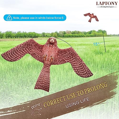 Bird Hawk Flying Kite with Pole Crops Farm Protector Bird Scarer Flying ...