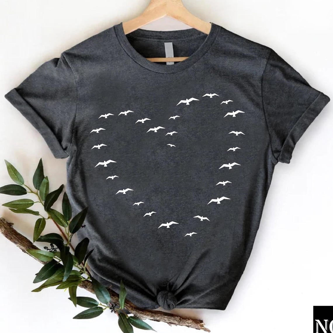 Bird Heart Shirt,Minimalist Bird T-Shirt With Love Shape Design,Nature ...