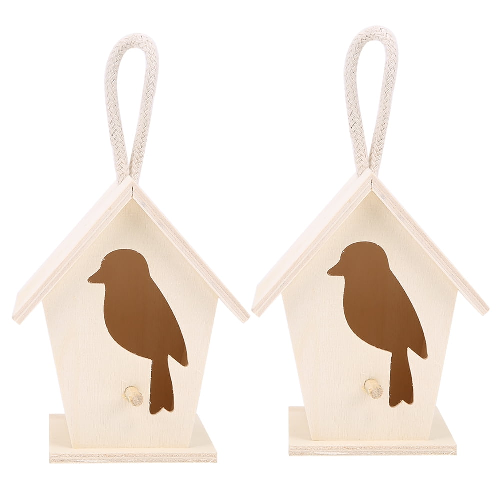 Bird House Bird Cage,2Pcs Outdoor Hanging Wooden Birdhouse Backyard ...