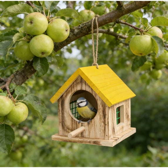 Bird House Hanging Wooden Bird Feeder Nest Shelter, Weather Resistant ...