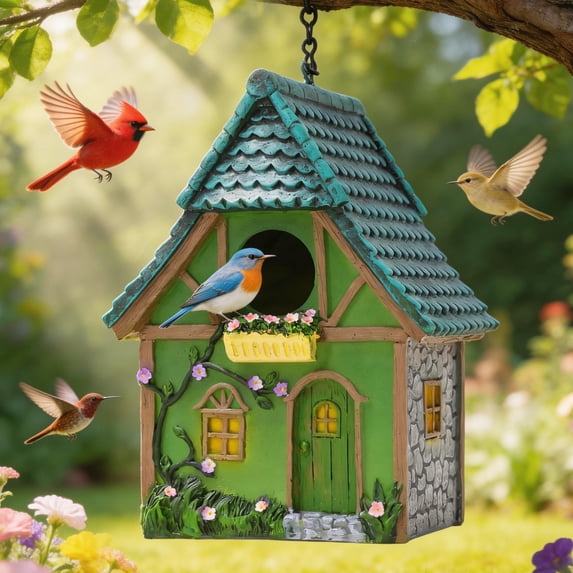 Bird House for Outside, Resin Decorative Birdhouses for Outdoors for ...