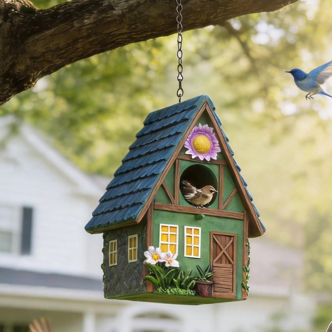 Bird House for Outside, Resin Decorative Birdhouses for Outdoors for ...