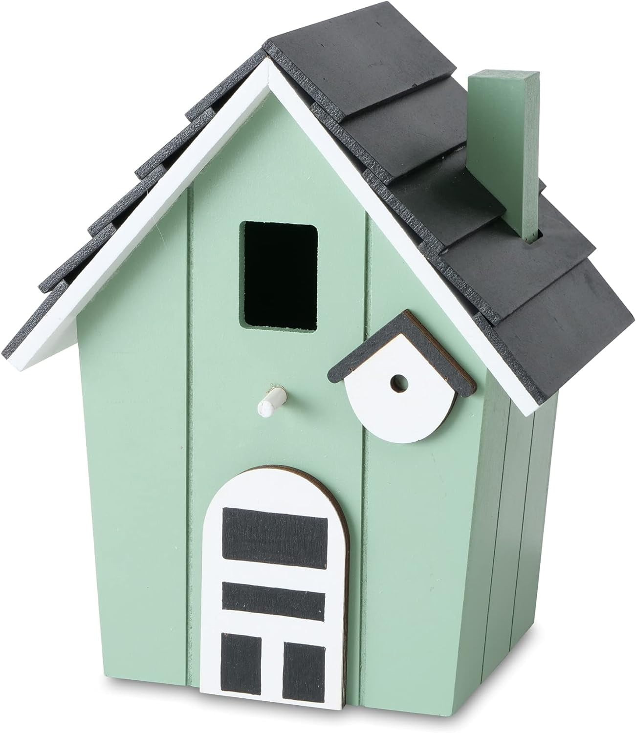 Bird House with Black Stepped Roof, Rustic Pale Green, Modern Farmhouse ...