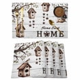 Bird Houses Cotton Linen Placemats Set of 2, Sparrows Home Sweet Branch ...