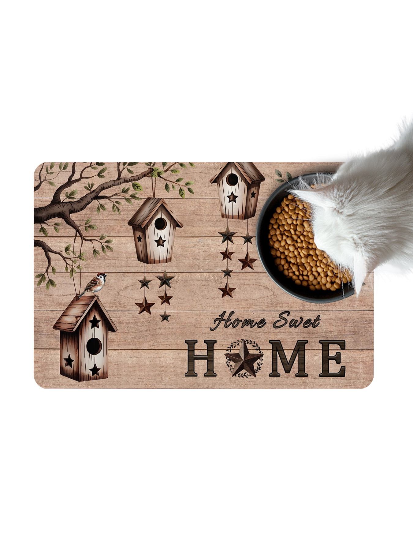 Bird Houses Doormat Home Sweet Home Farmhouse Bird House Sparrows Brown ...