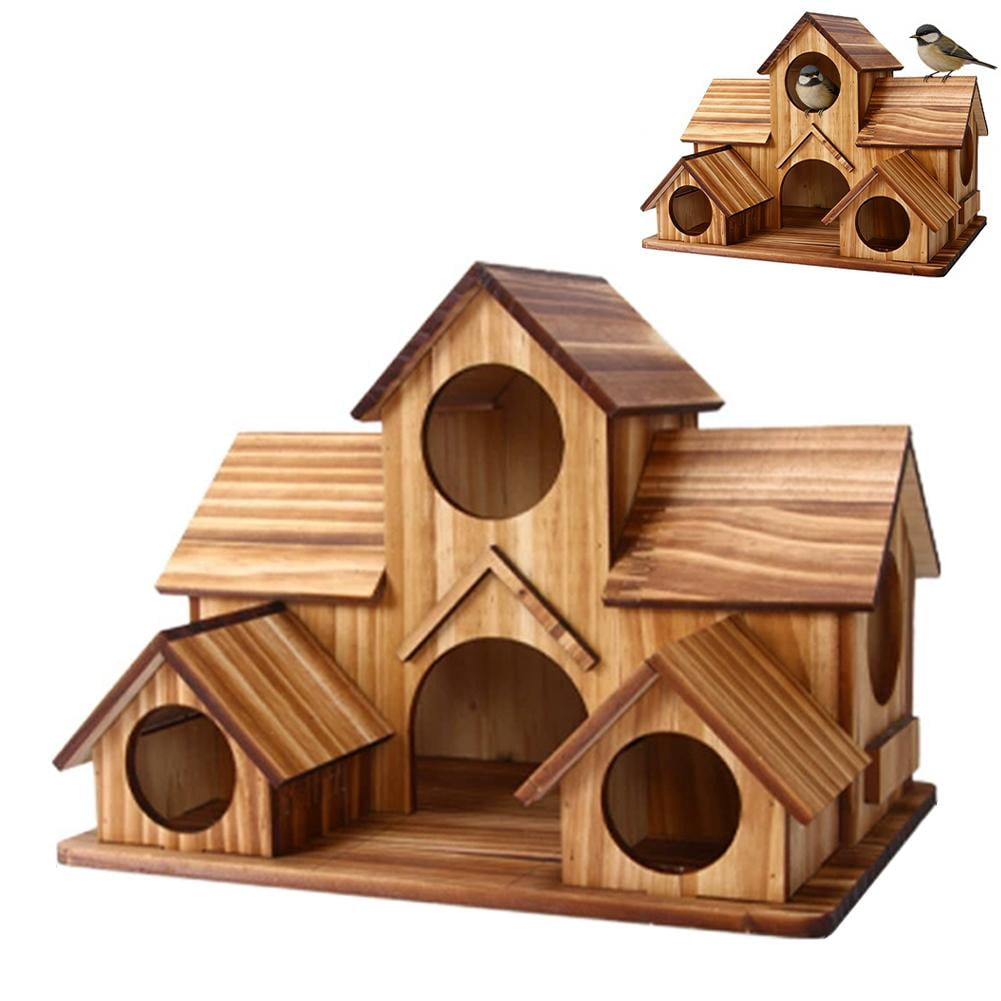 Bird Houses for Outside,5-Hole Wooden Birdhouse for Bluebirds Finch ...