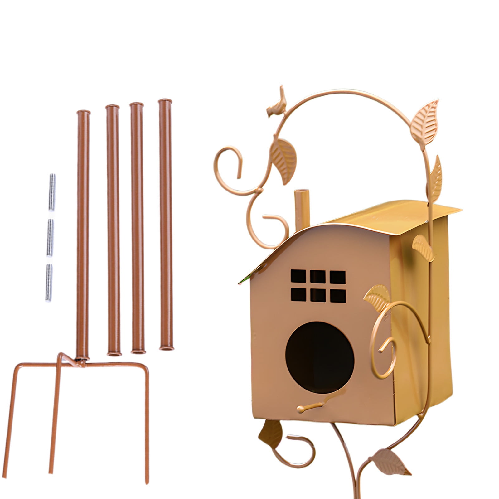 Bird Houses Stake for Outside, Metal Bird House with Poles Outdoor ...