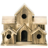 Small Cute Pinewood Birdhouse - Ocean Bungalow Red Roof for Outdoor Use ...