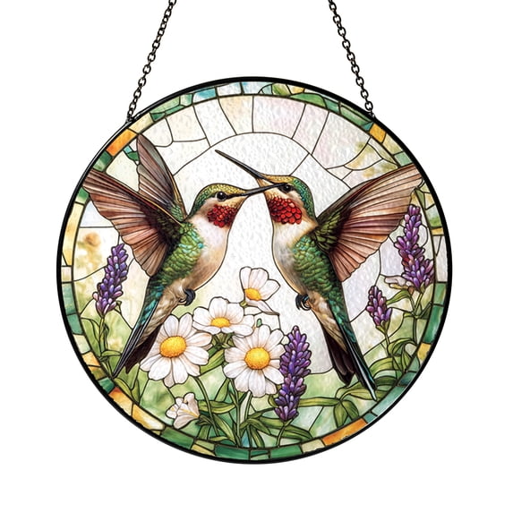 Bird Hummingbird Stained Glass Suncatcher, Decorative Window Hanging ...