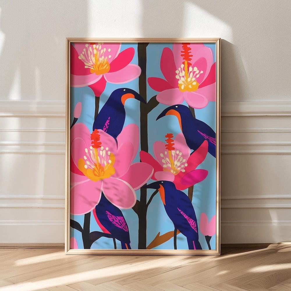 Bird Illustration Botanical Art Nursery Wall Decor Eclectic Wall Art ...