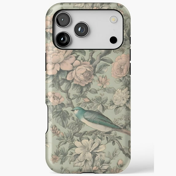 Bird In Spring Garden Toile De Jouy iPhone Case 17 through 11 Pro Max ...
