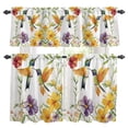Bird Kitchen Curtains Valance and Tier Set Flower Rod Pocket Short ...