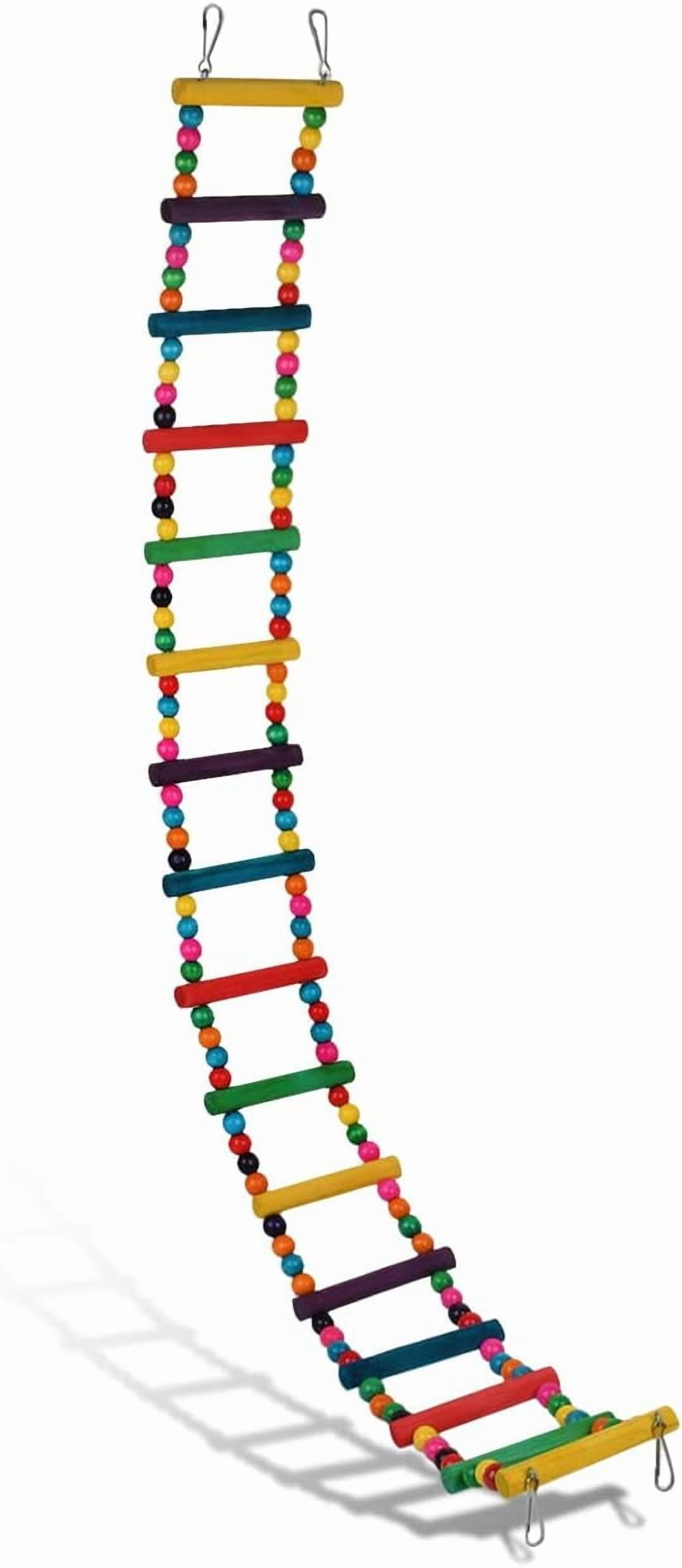 Bird Ladder Toys Coloured Flexible Parrot Swing Bridge Wooden Cockatiel ...
