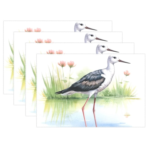 Bird Lake Lotus Leaf Grass 12×18 inch Placemats Heat Resistant Washable ...