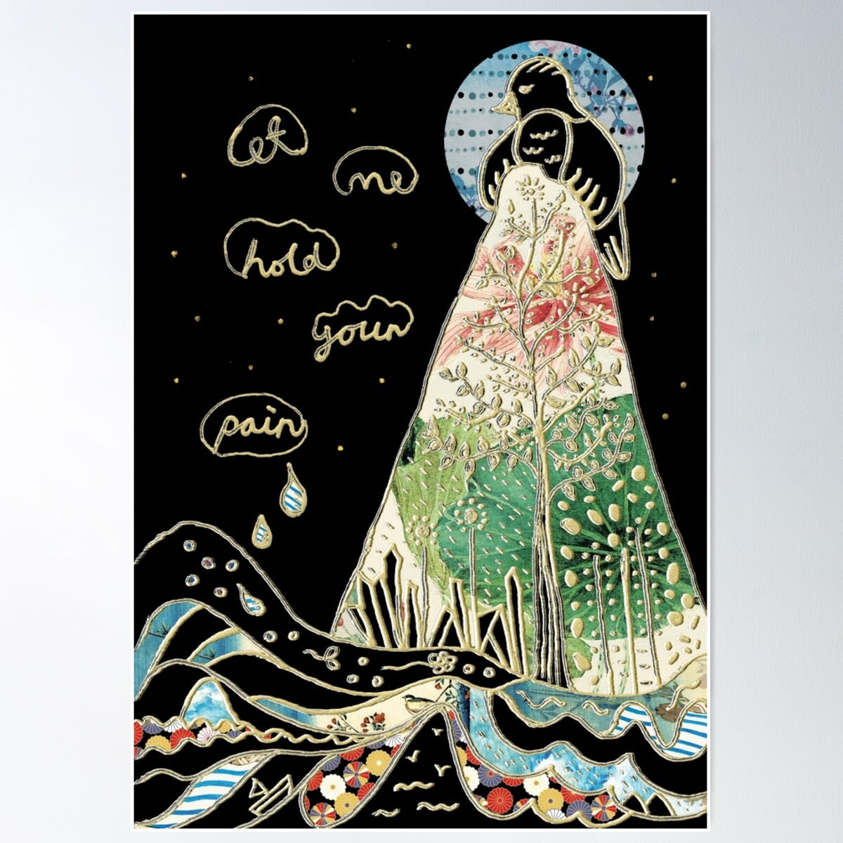 Bird Land Ukiyo Kintsugi Poster Wall Art, Modern Wall Decor For Living Room Bedroom, 24x36 ...