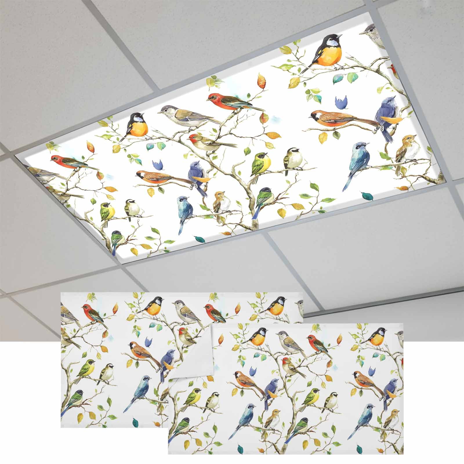 Bird Leaf Fluorescent Light Covers, Spring Summer Tree Branch Farmhouse ...