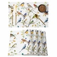 Bird Leaf Placemats Set of 4, Cotton Linen Fabric Place Mats, Spring ...