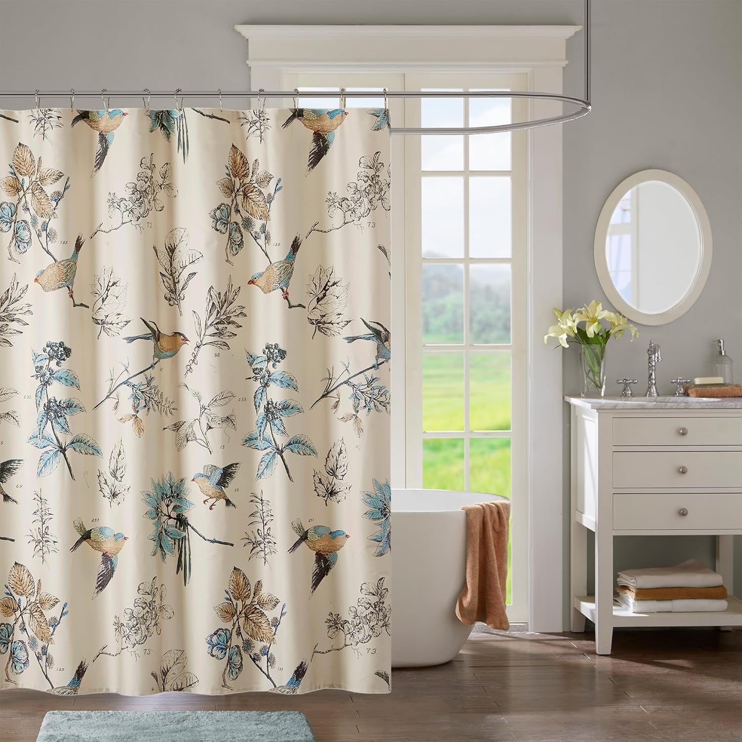Bird & Leaf Print, Farmhouse for Bathroom, Modern Country Bathroom ...