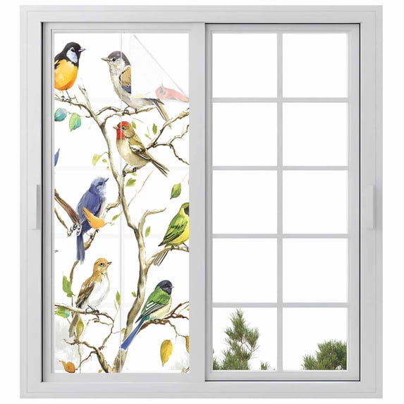 Bird Leaf Window Privacy Film, Spring Summer Tree Branch Farmhouse ...