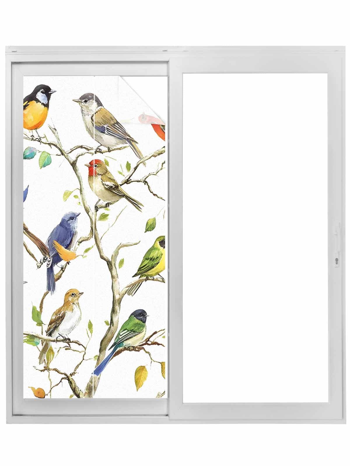 Bird Leaf Window Privacy Film, Spring Summer Tree Branch Farmhouse ...