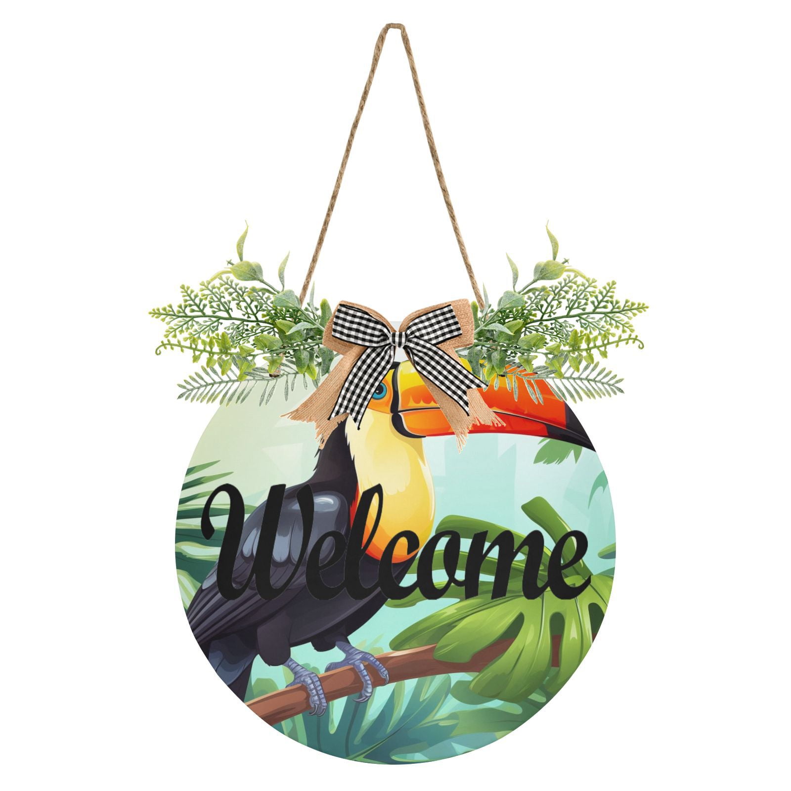 Bird Leaves Parrot Welcome Sign for Front Door Wreath Door Sign for ...