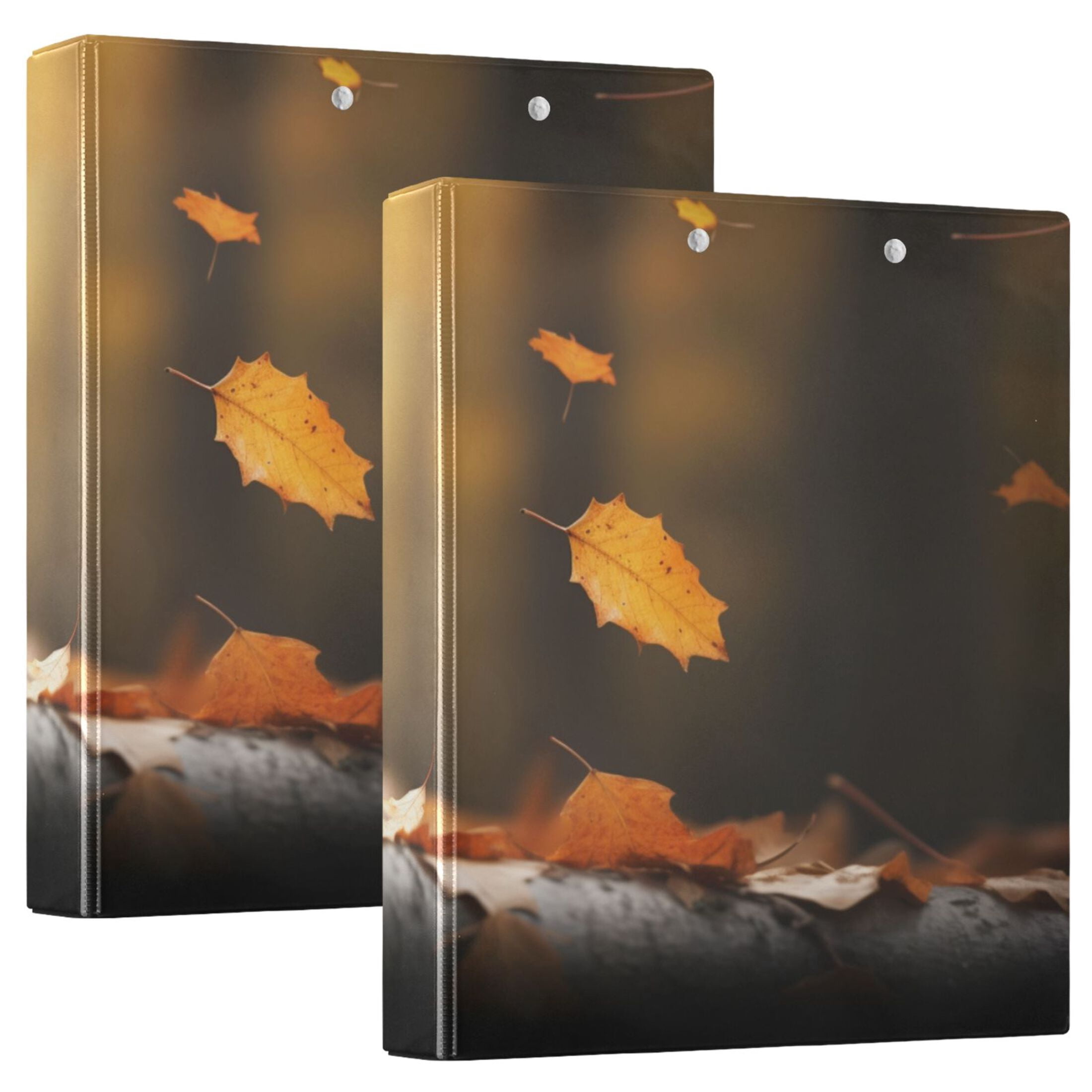 Bird Leaves Wood 3 Ring Binders 1.5 inch Hardcover File Folders with ...