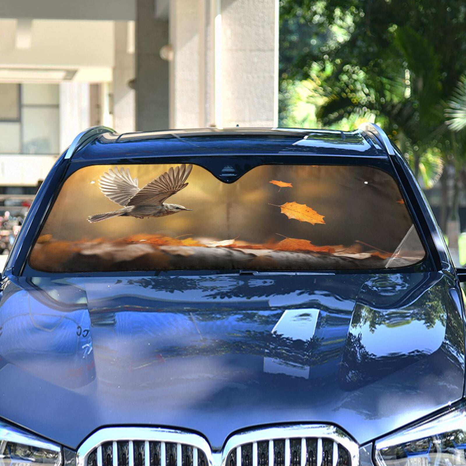 Bird Leaves Wood Automotive Front Car Windshield Sun Shade Reflector ...