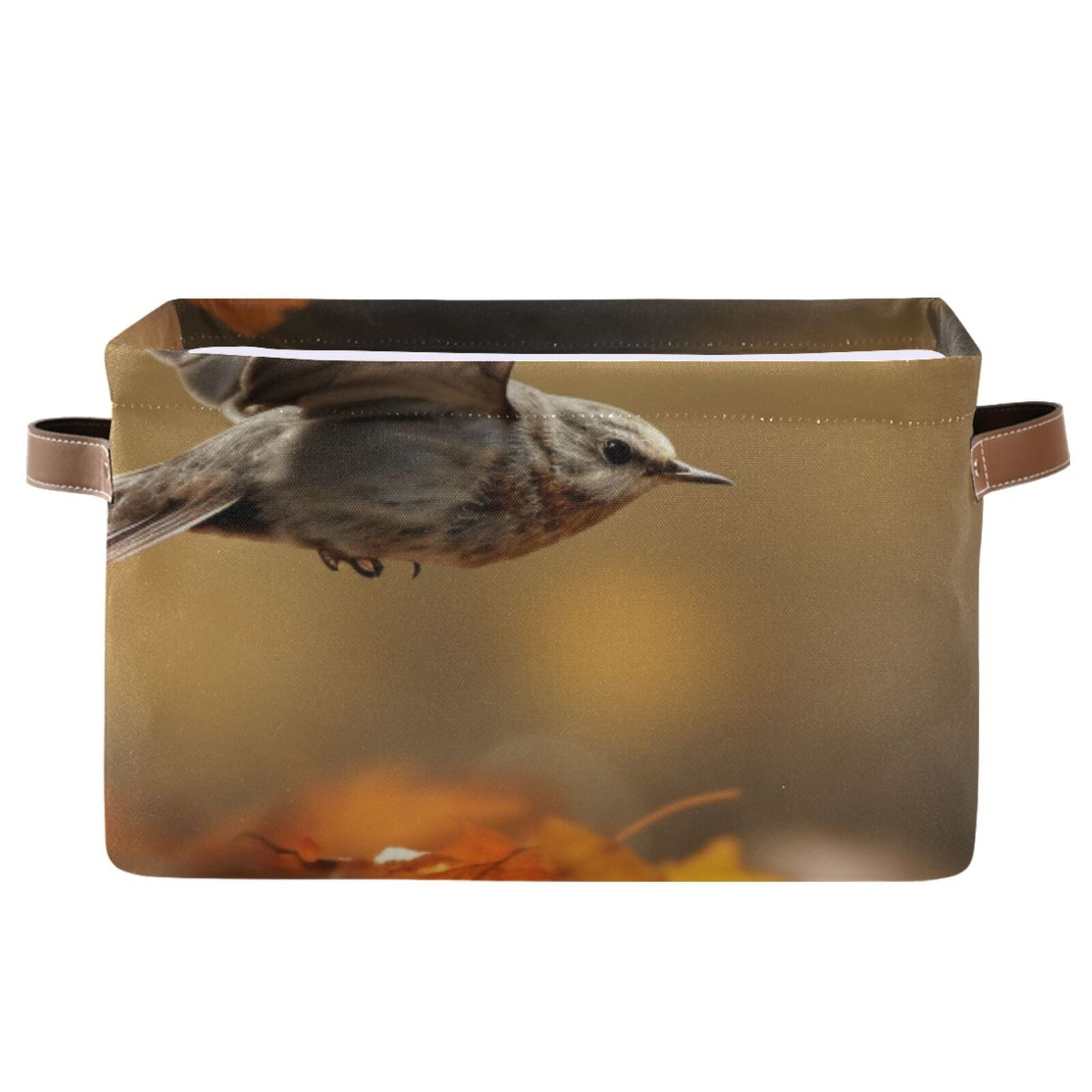 Bird Leaves Wood Storage Bins Baskets With Handles Storage Box Clothes ...