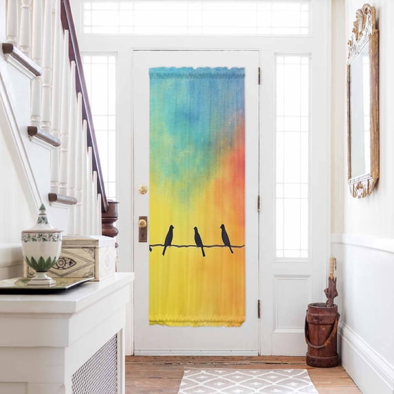 Bird Line Abstract Door Curtains for Door Window, French Sidelight ...