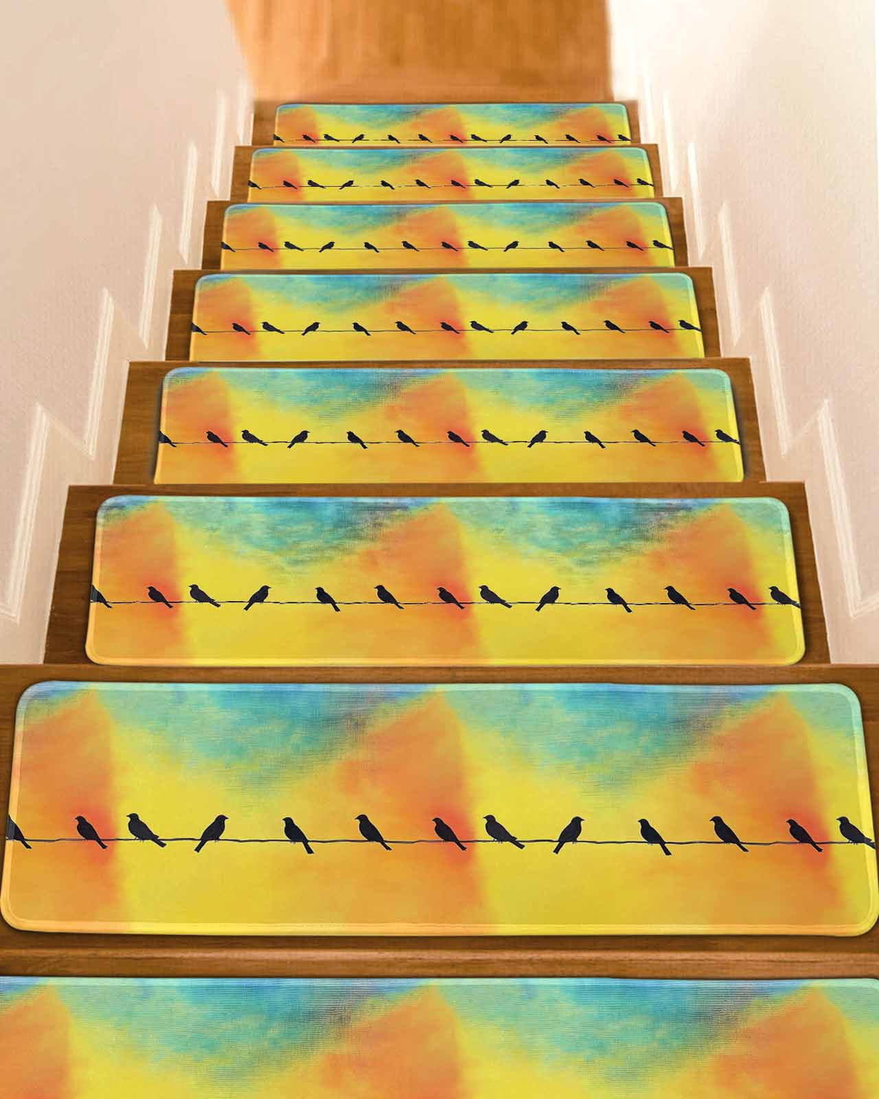 Bird Line Abstract Stair Treads for Wooden Steps Indoor Runner Rug ...