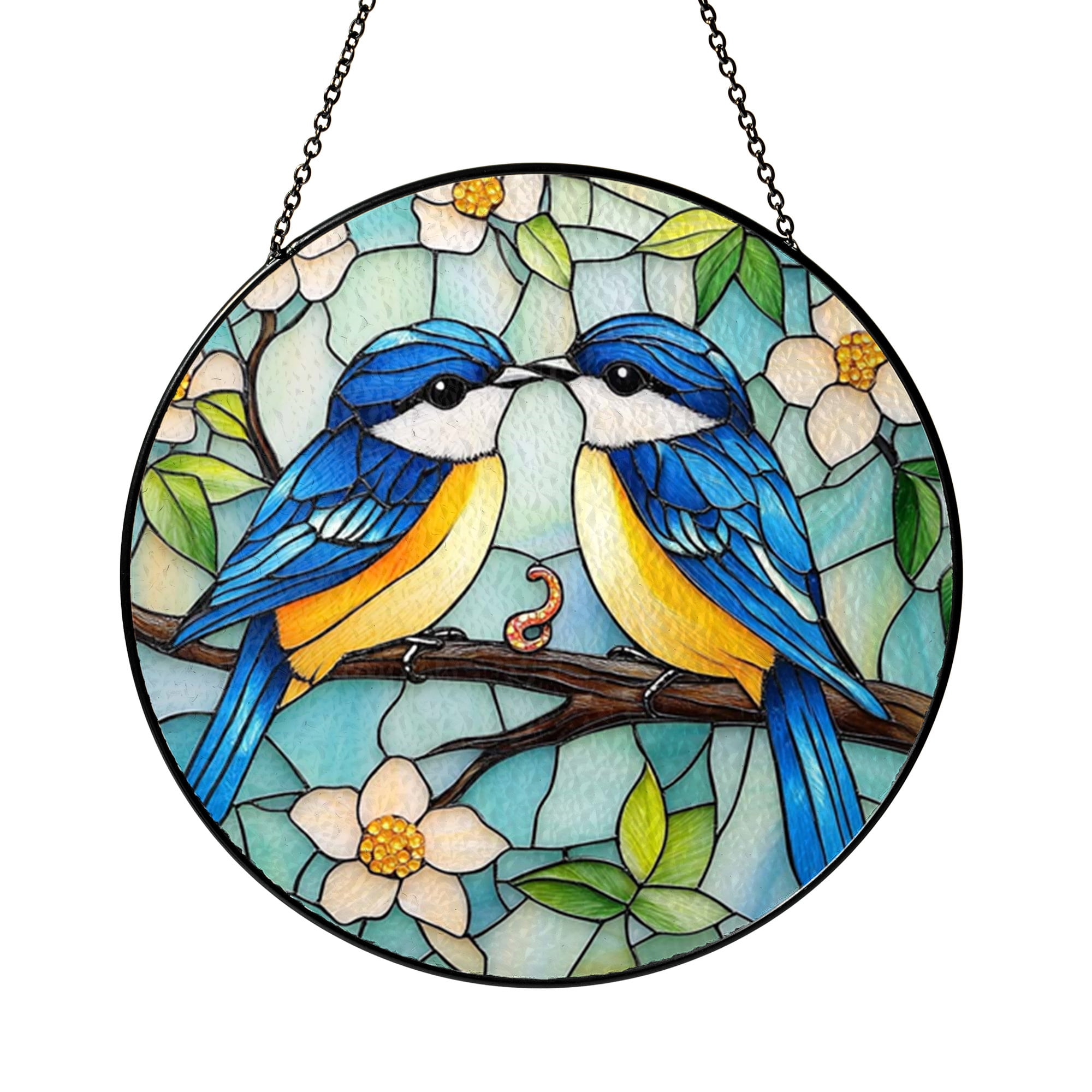 Bird Lover Blue Tit Metal Plaque, Stained Glass Style Decorative Garden ...