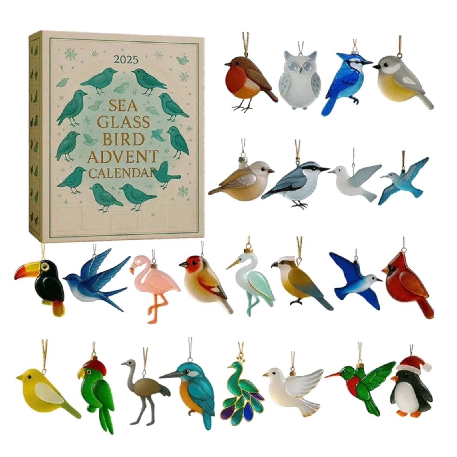 Bird Lovers Dream Gift: 2025 Sea Glass Bird Advent Calendar 24-Day ...