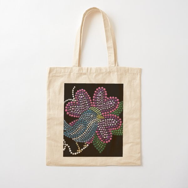 Bird, Métis, Flower, Floral, Blue Bird, Pointillism, Acrylic, Beadwork ...