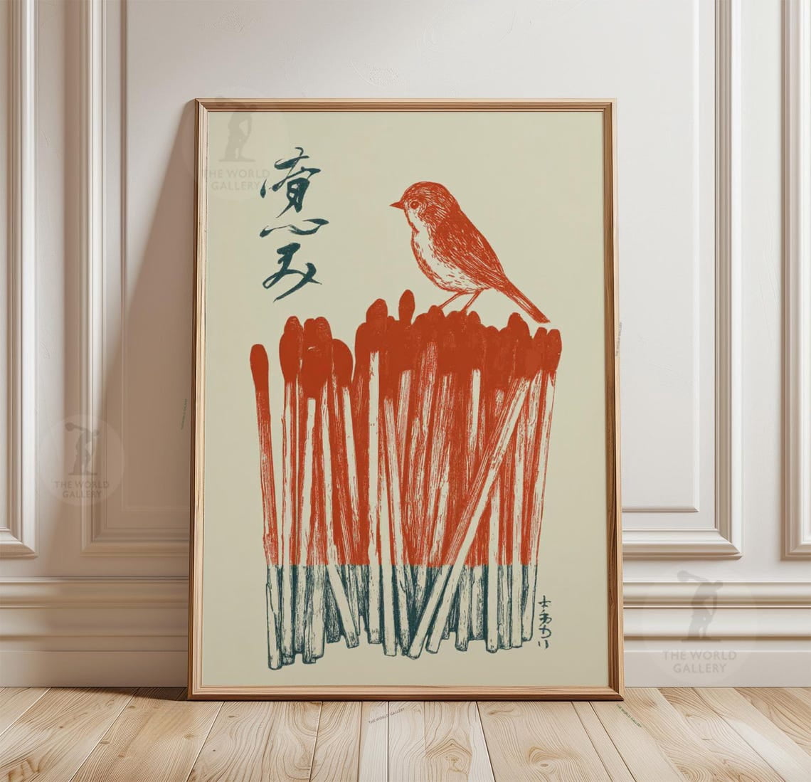 Bird Matchstick Illustration Japanese Style Graphic Minimal Nature ...