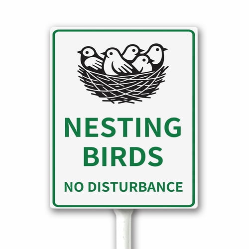 Bird Metal Sign With Stake, Nesting Birds No Disturbance Sign, Bird ...