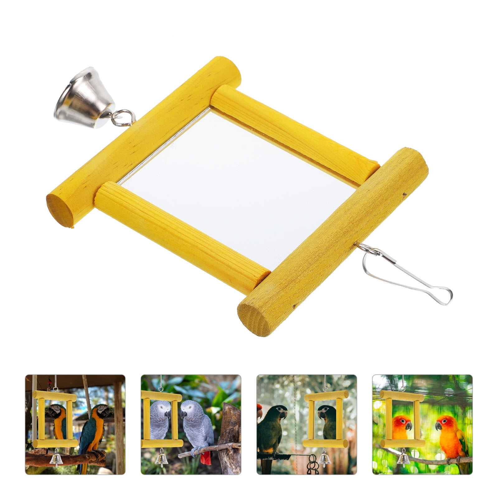 Bird Mirror Household Bird Toy Cage Parrot Toy Hanging Bird Mirror ...