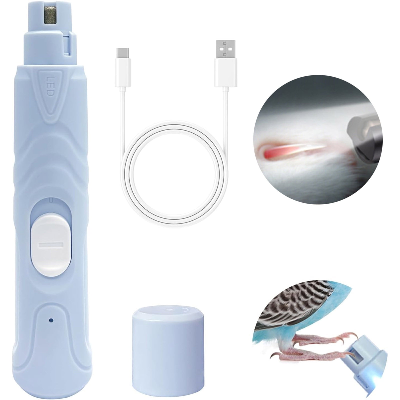 Bird Nail Grinder, Bird Beak Grinder, Silenced Bird Nail File with LED ...