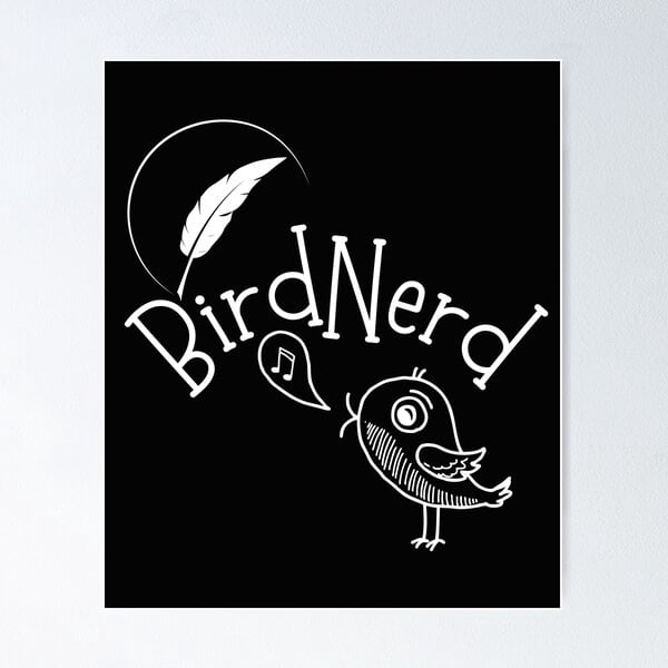 Bird Nerd Cute White Line Art Design Poster Wall Art, Modern Wall Decor ...