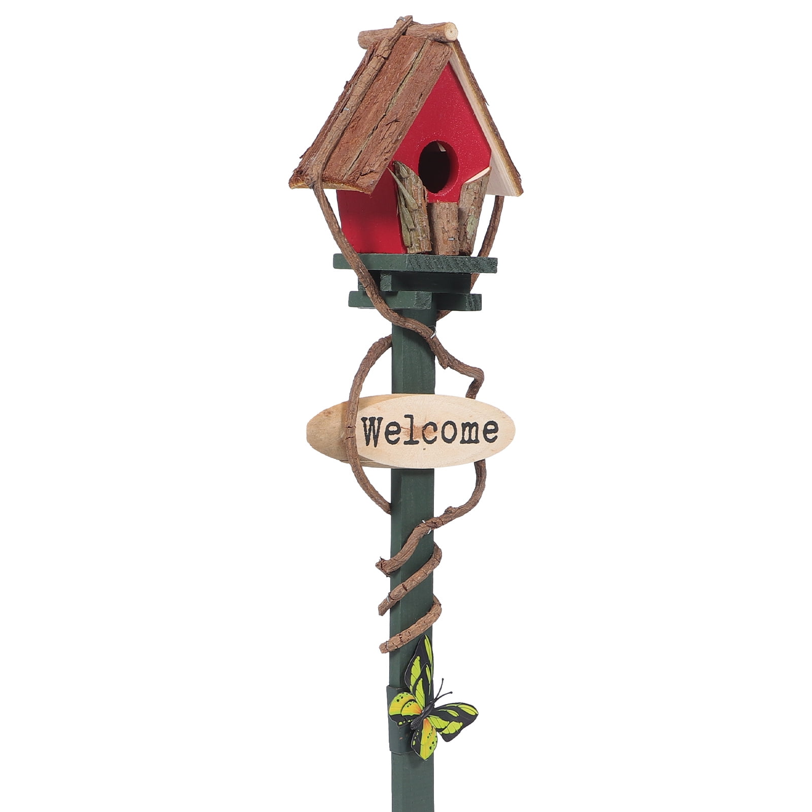 Bird Nest House Yard Pole Outdoor Metal Decor Lawn Birdhouse Garden ...