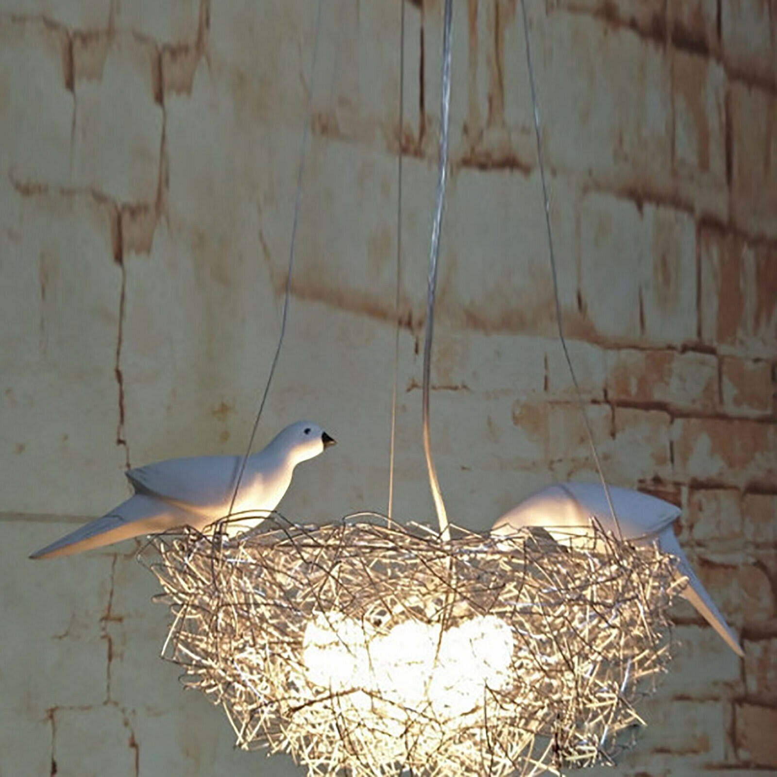 Bird Nest Lamp 5 Lights Pendant Light Fixture Metal Glass Woven Nest ...