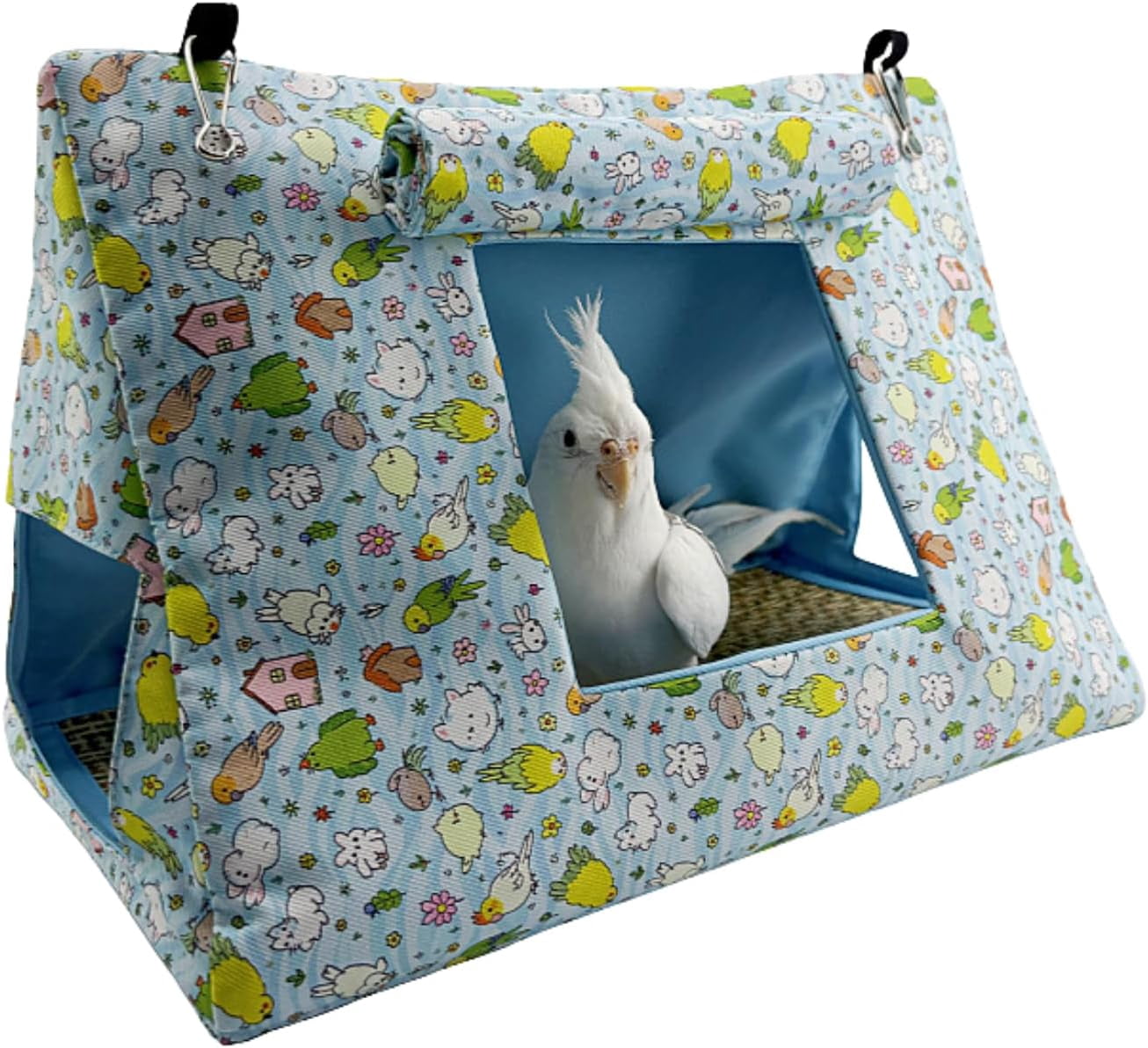 Bird Nest Snuggle Hut with Curtain, Parrot Birds Nest Hut Hammock Tent ...