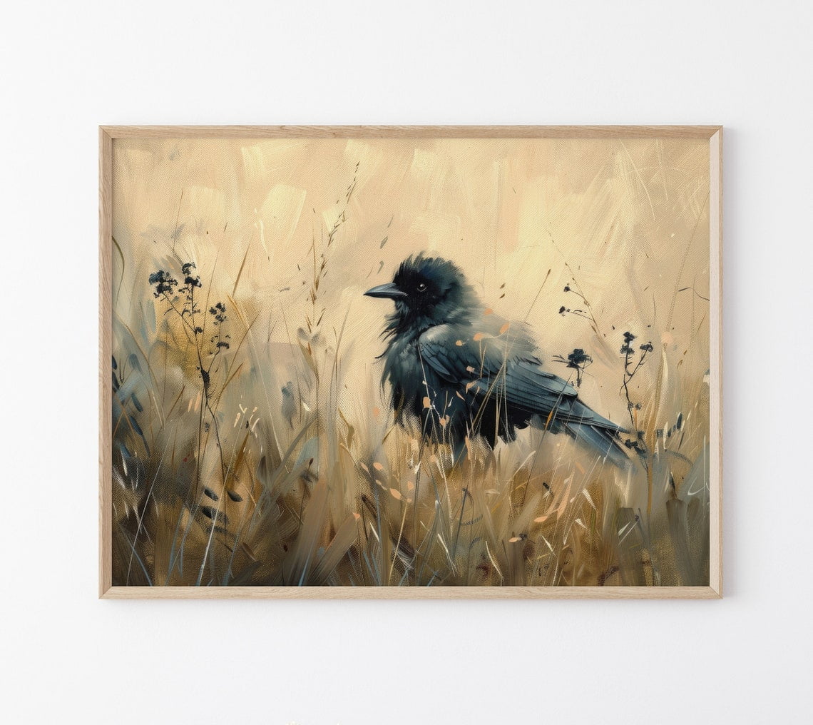 Bird Nested Oil Painting Print, Bird Wall Art, Dark Academia, Antique ...