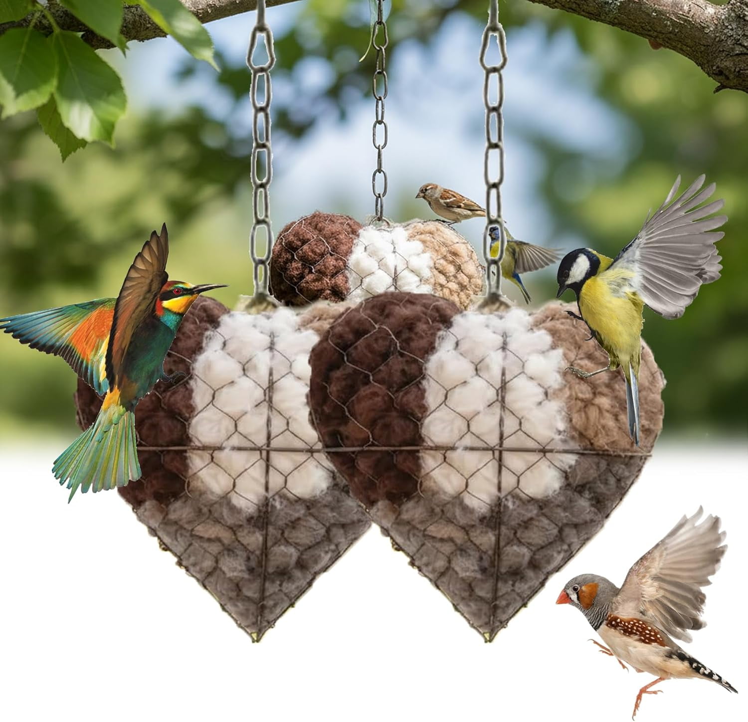Bird Nesting Material - Handmade Fiber Bird Nesting Heart - Handmade ...