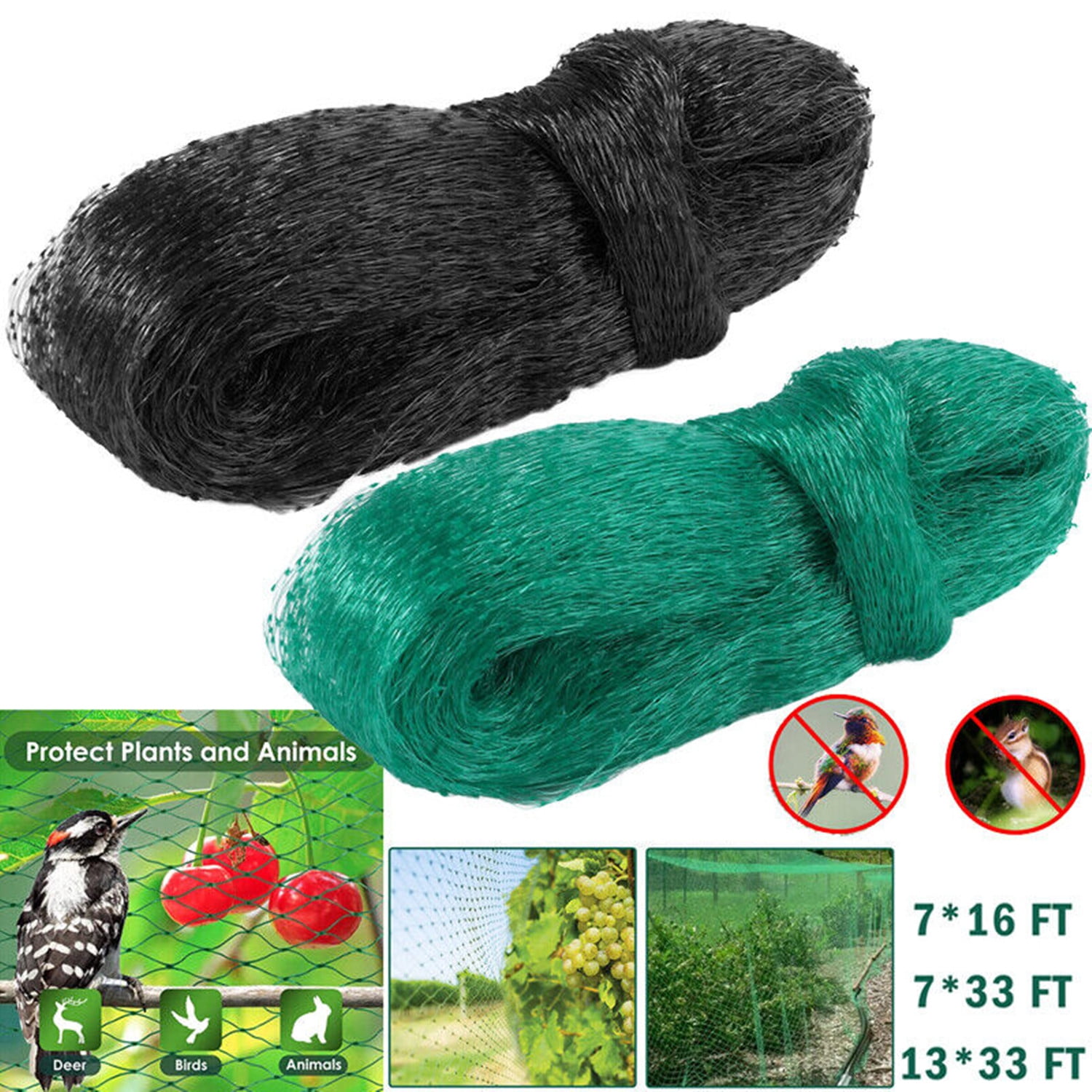 Bird Netting, 13 x 33 ft Garden Netting Anti Bird Net Reusable for Protecting Fruits Trees ...
