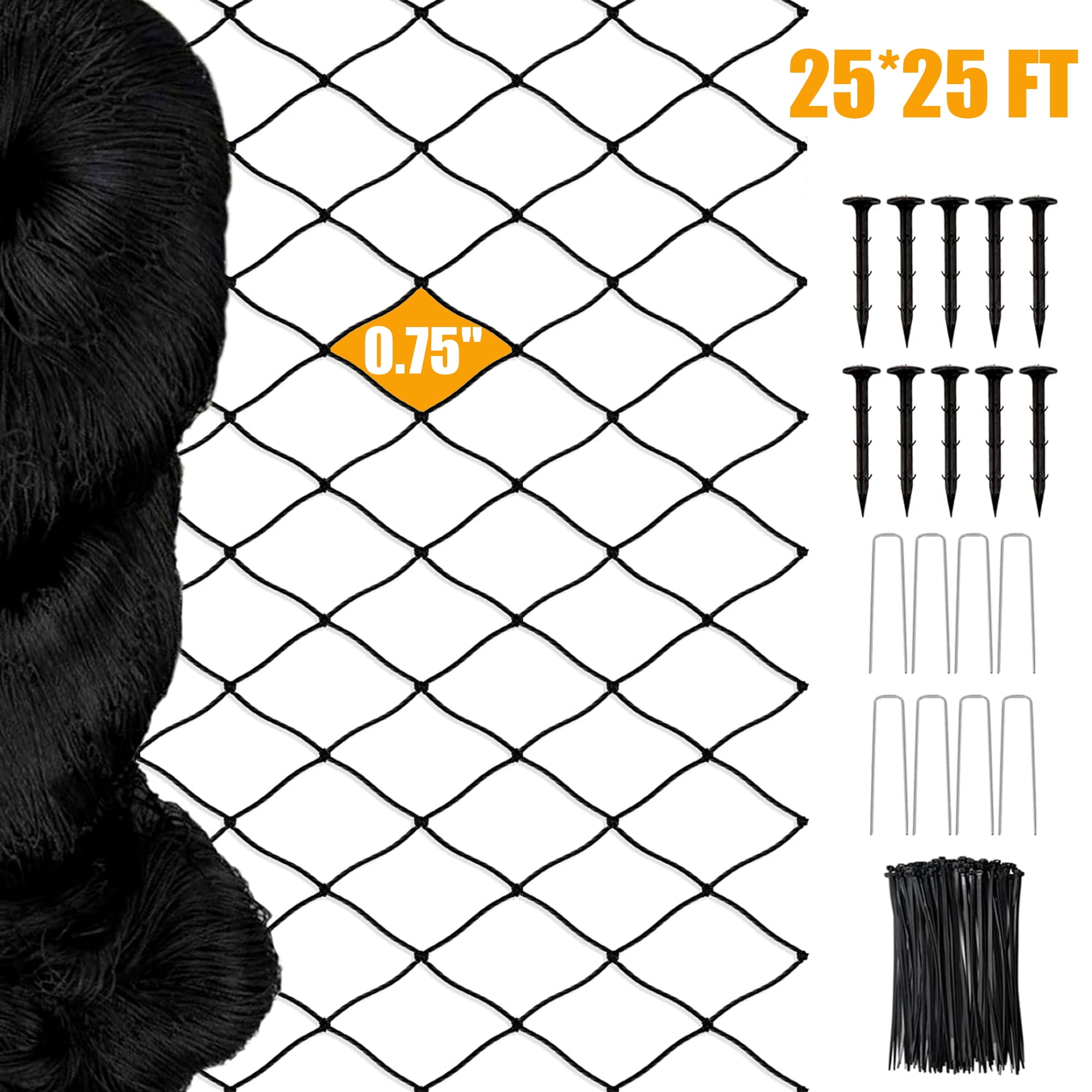 Bird Netting,Hengu 25x25FT Heavy Duty Anti Bird Net with 0.75" Mesh ...