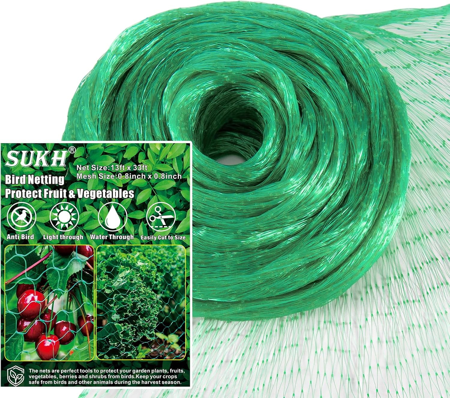 Bird Netting for Garden 13x33ft - Mesh Protection Fence Plant Chicken ...
