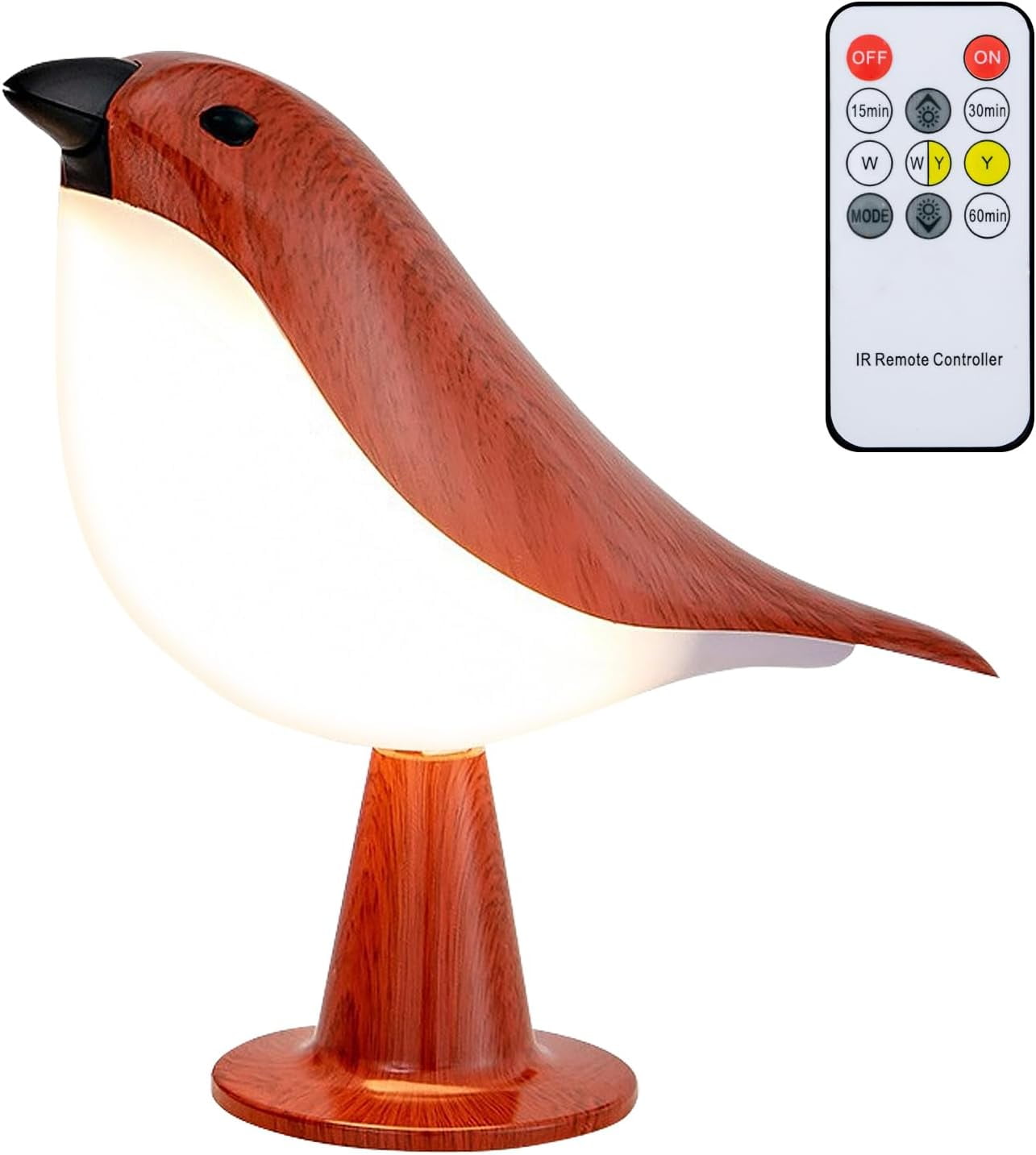 Bird Night Lamp with Sound,Cordless Small Table Lamps with 3 Color ...